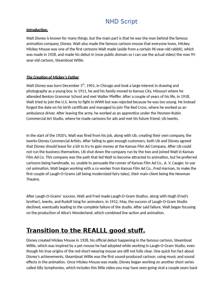 Script For NHD (So Far) | PDF