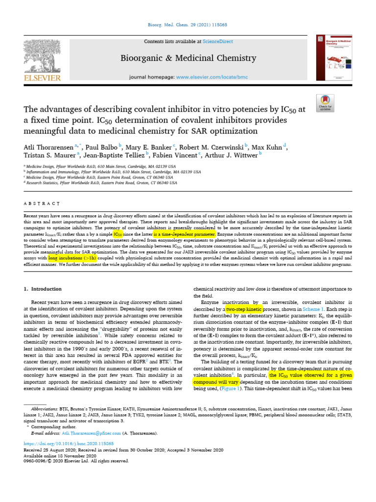Bioorganic Medicinal Chemistry | PDF | Enzyme Inhibitor | Ic50