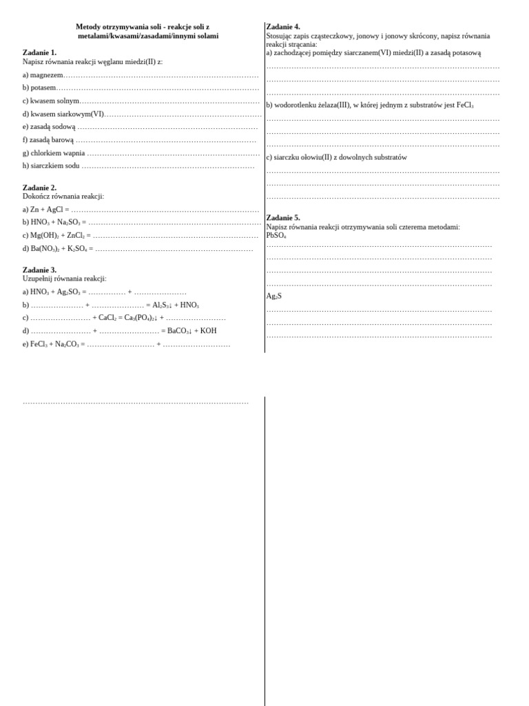 Metody Otrzymywania Soli 7-10 | PDF