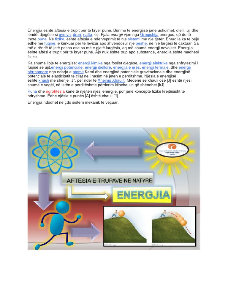 Energjia Është Aftësia e Trupit Për Të Kryer Punë | PDF