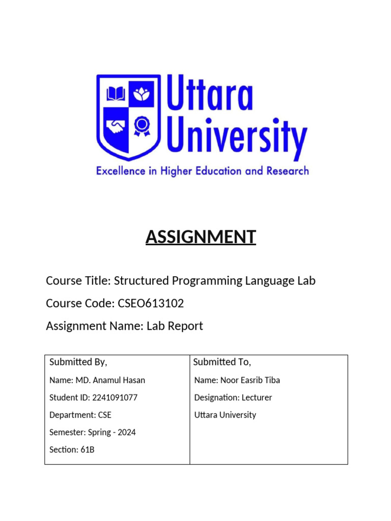 ASSIGNMENT Cover Page | PDF