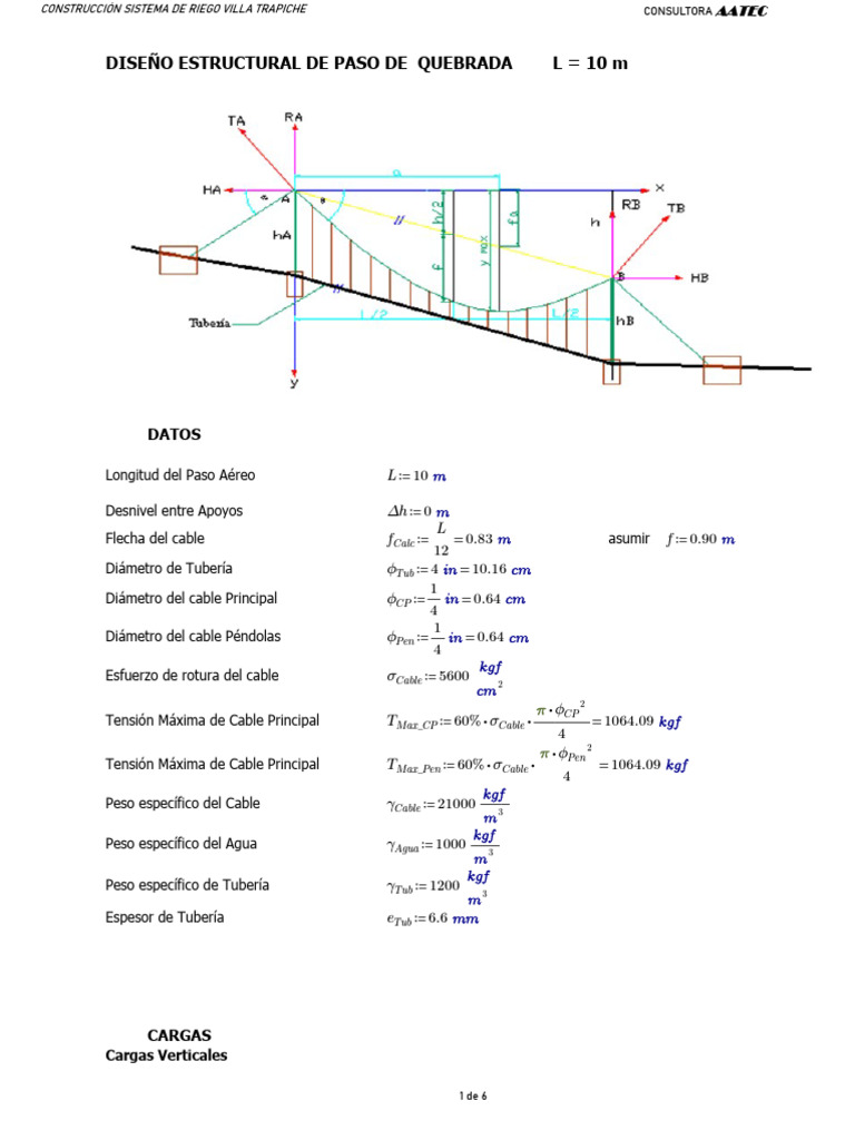 Diseño Estructural Paso de Quebrada 10m | PDF