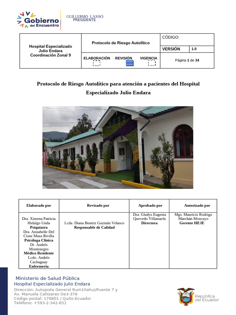 Protocolo de Riesgo Autolitico Heje 2023 | PDF
