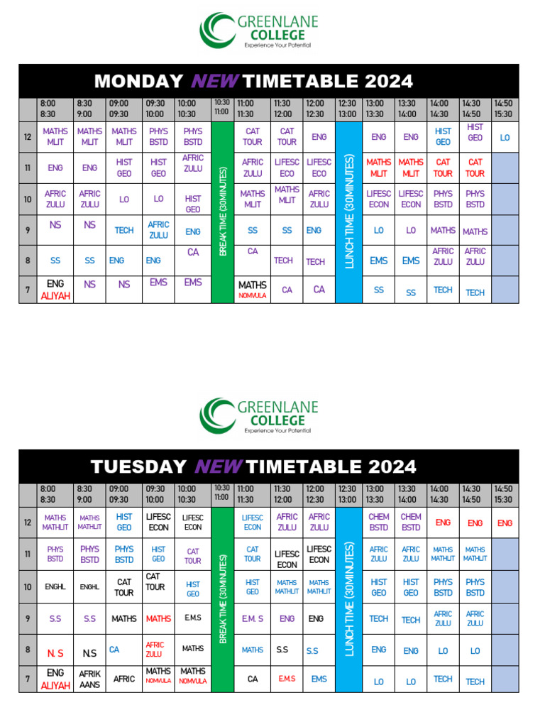 Intervention Timetable 2024 | PDF