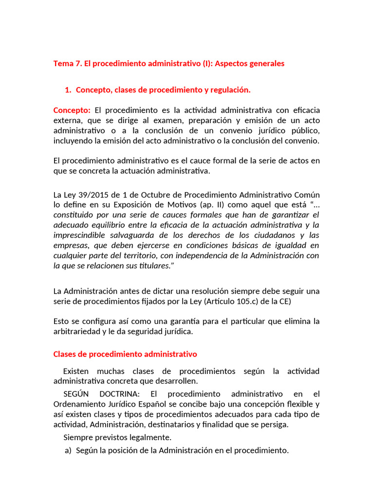 Tema 7 El Procedimiento Administrativo _i_ 2 | PDF