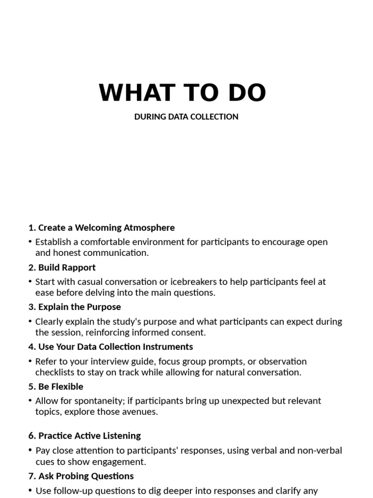 What to Do During Data Collection | PDF