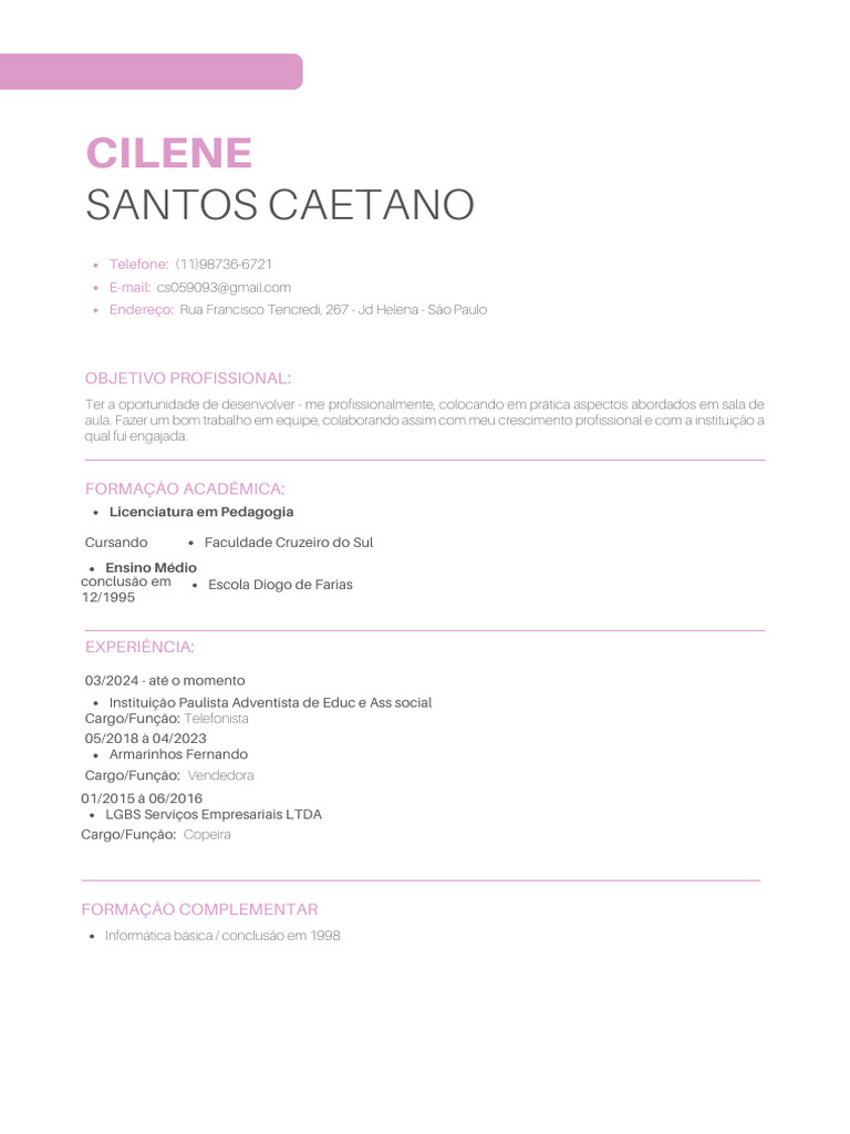 Cilene CV Atualizado | PDF