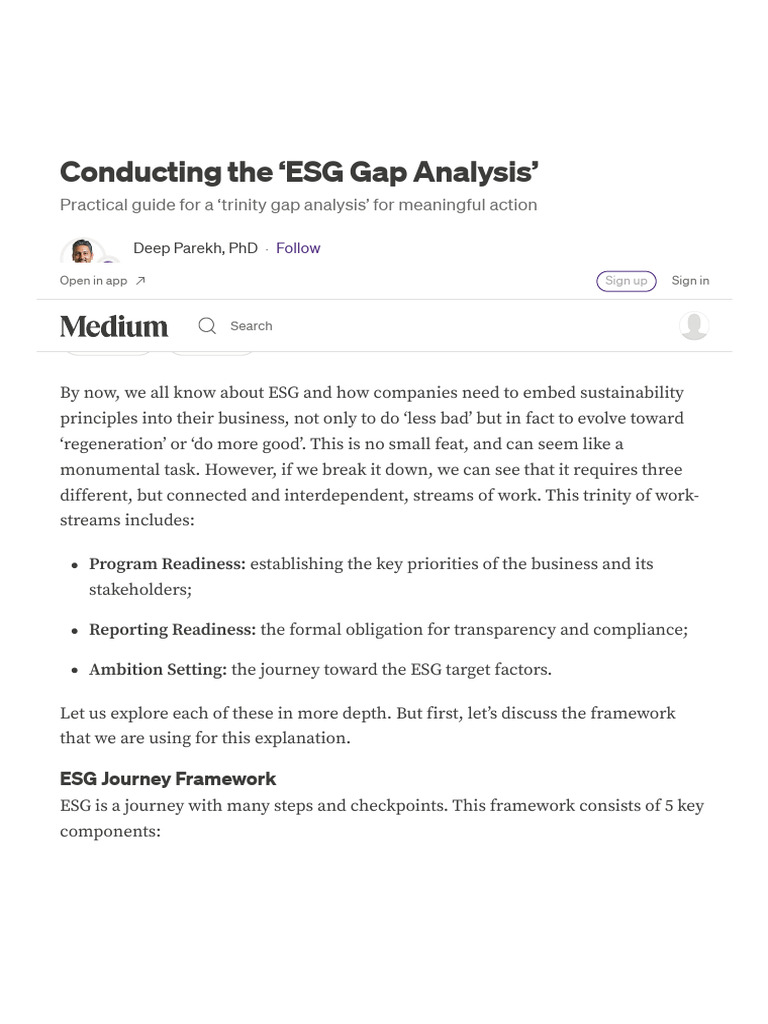 Conducting The ESG Gap Analysis' - by Deep Parekh, PHD - The ESG ...