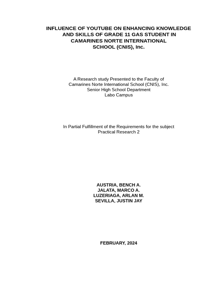 INFLUENCE OF YouTube - PR2 | PDF | Teachers | Social Science