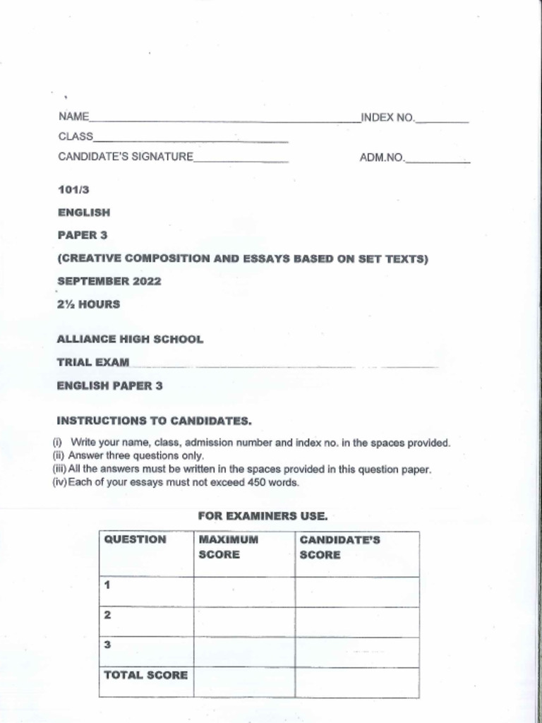 ENGLISH PAPER 3 | PDF