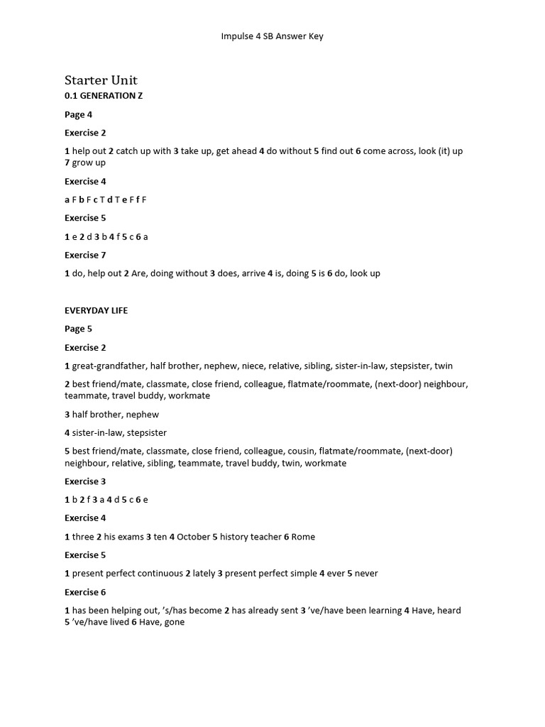 Impulse-4 SB Answer-Key | PDF