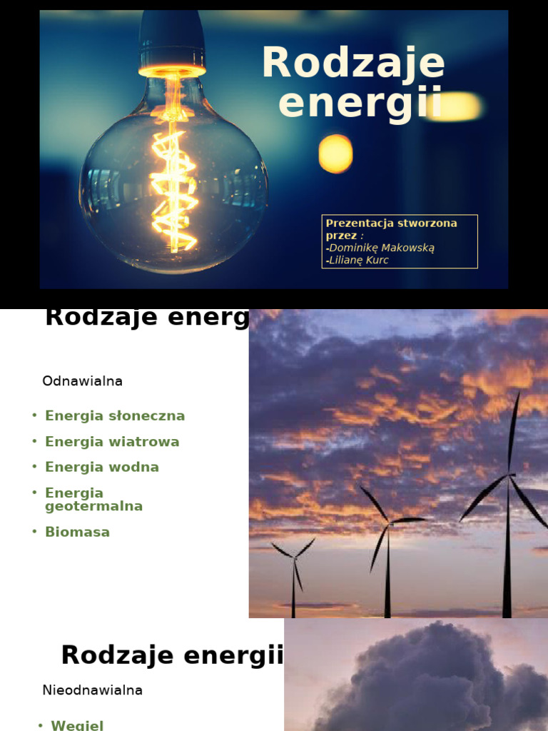 Rodzaje Energii Prezentacja | PDF