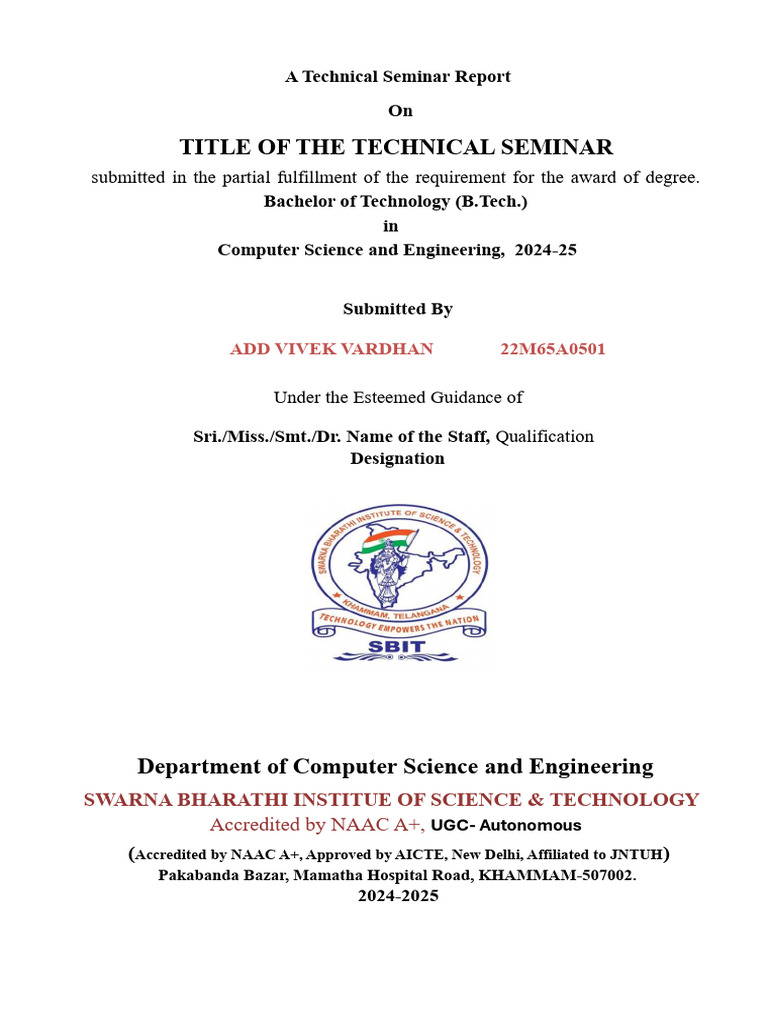 Technical Seminar | PDF Technical Seminar | PDF