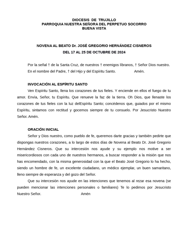 Novena Al Beato Jose Gregorio Hernandez_103249 | PDF