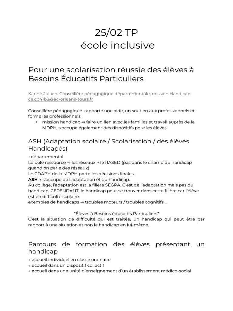 TP École Inclusive | PDF