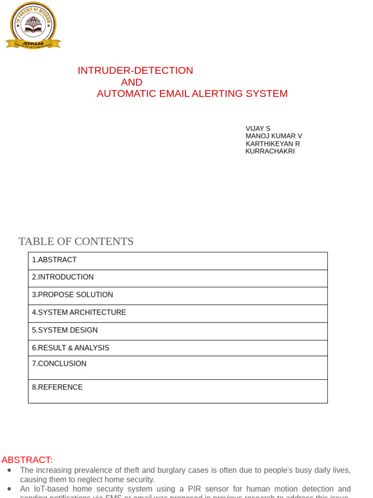 Intruder-Detection and Automatic Email Alerting System | PDF