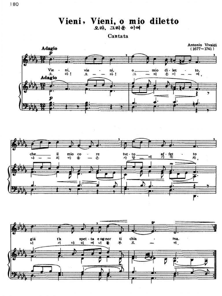 Arija oratorijum..Antonio-Vivaldi-Vieni-vieni-o-mio-diletto | PDF