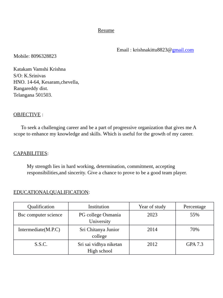 Vamshi Resume (2024) | PDF