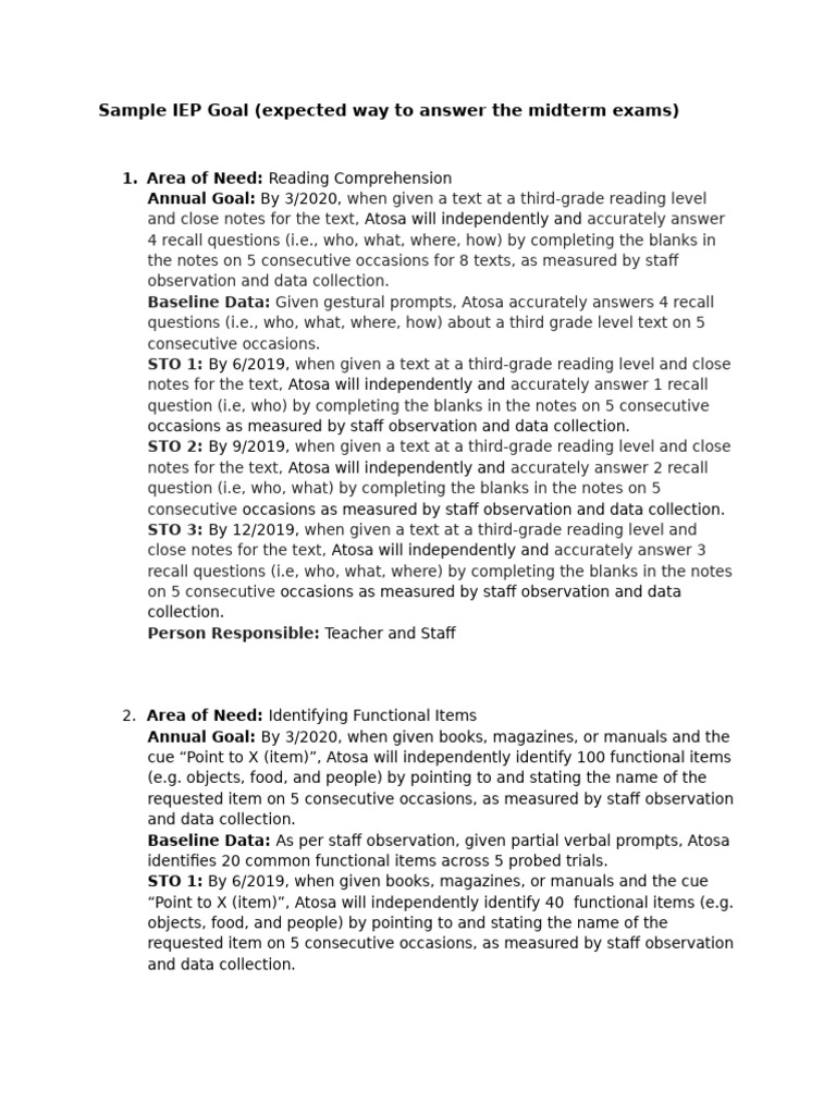 Sample IEP Goals | PDF