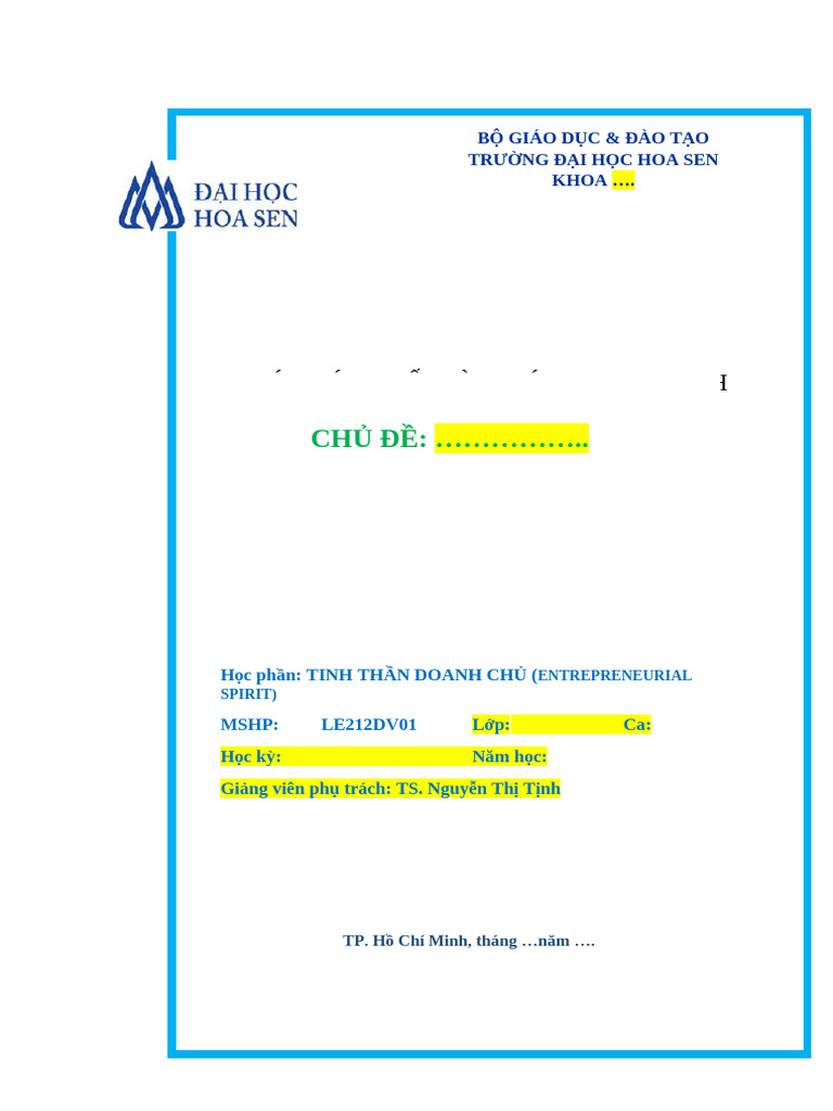 TTDC - Form Bao Cao Chu de Nhom (Cuoi Ky) | PDF