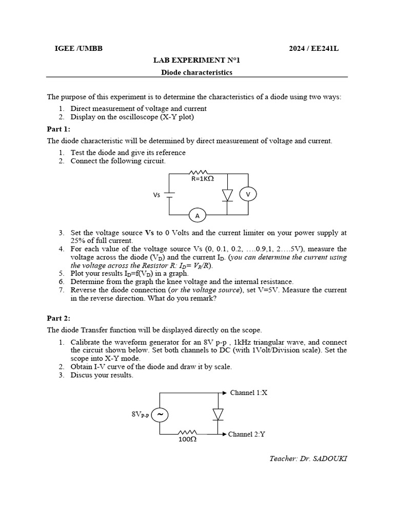 Diode Characteristics Lab Guide | PDF | Science & Mathematics