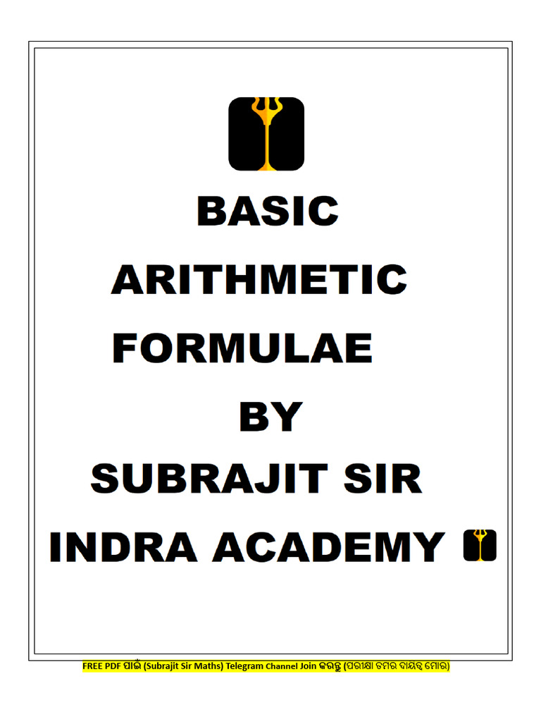 Basic Arithmetic Formulas by Subrajit Sir | PDF