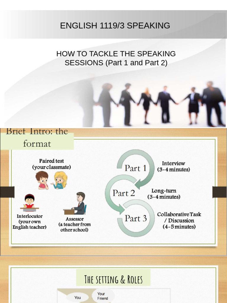 ENGLISH 1119. Speaking Notes Part 1 and 2pptx | PDF