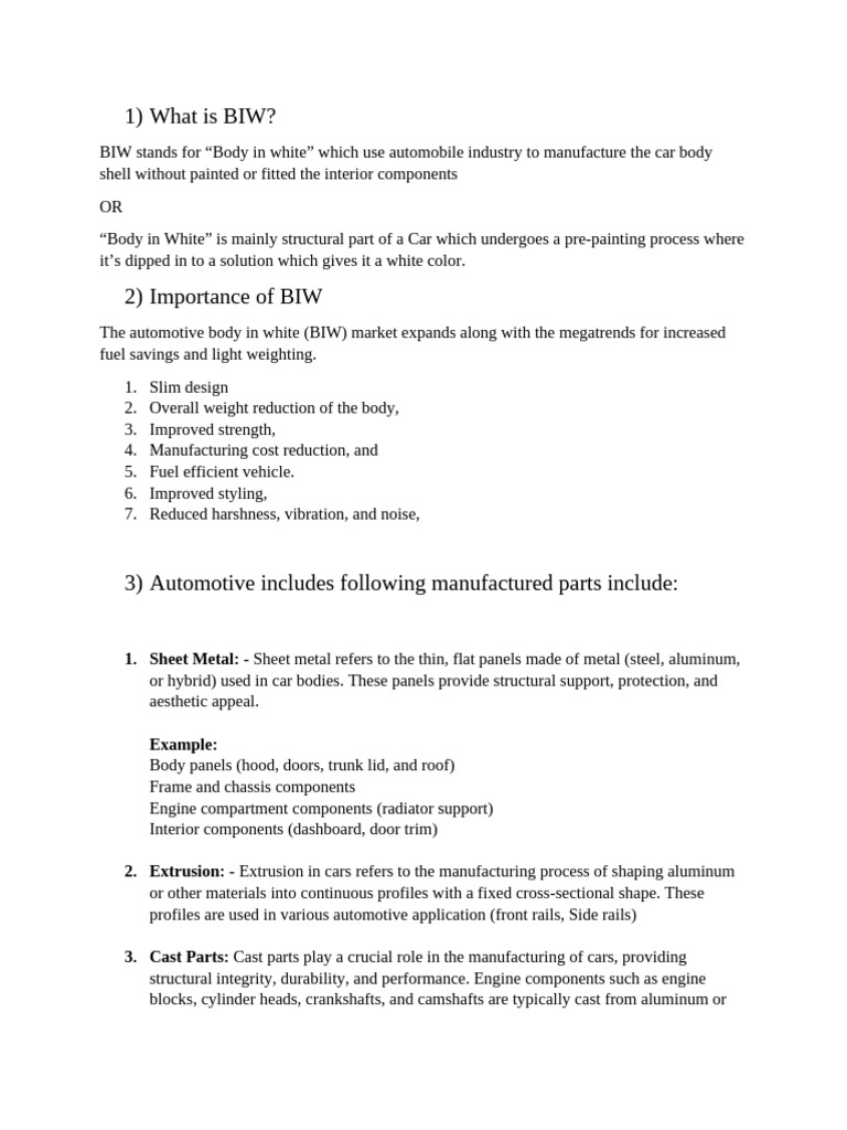 Design concepts and consideration in Biw | PDF