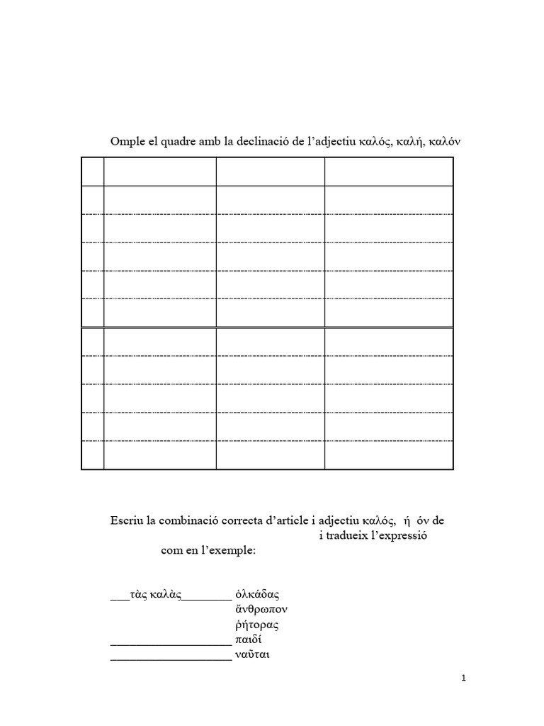 Exercicis Adjectius de Tres Terminacions | PDF