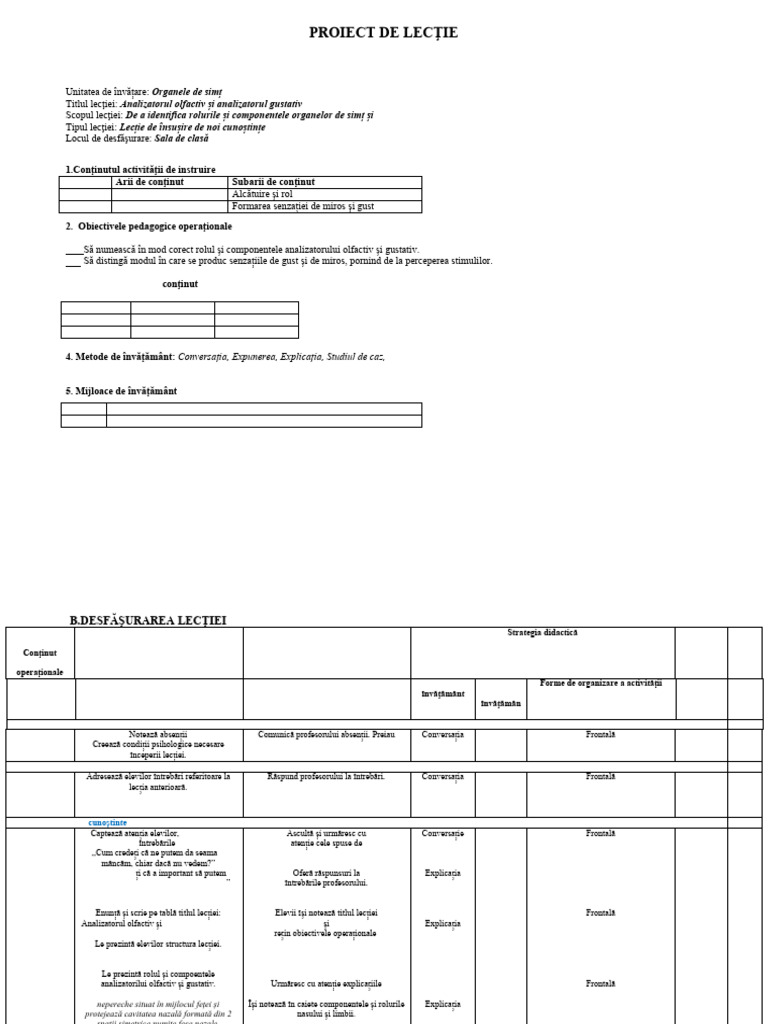 Proiect lectie | PDF