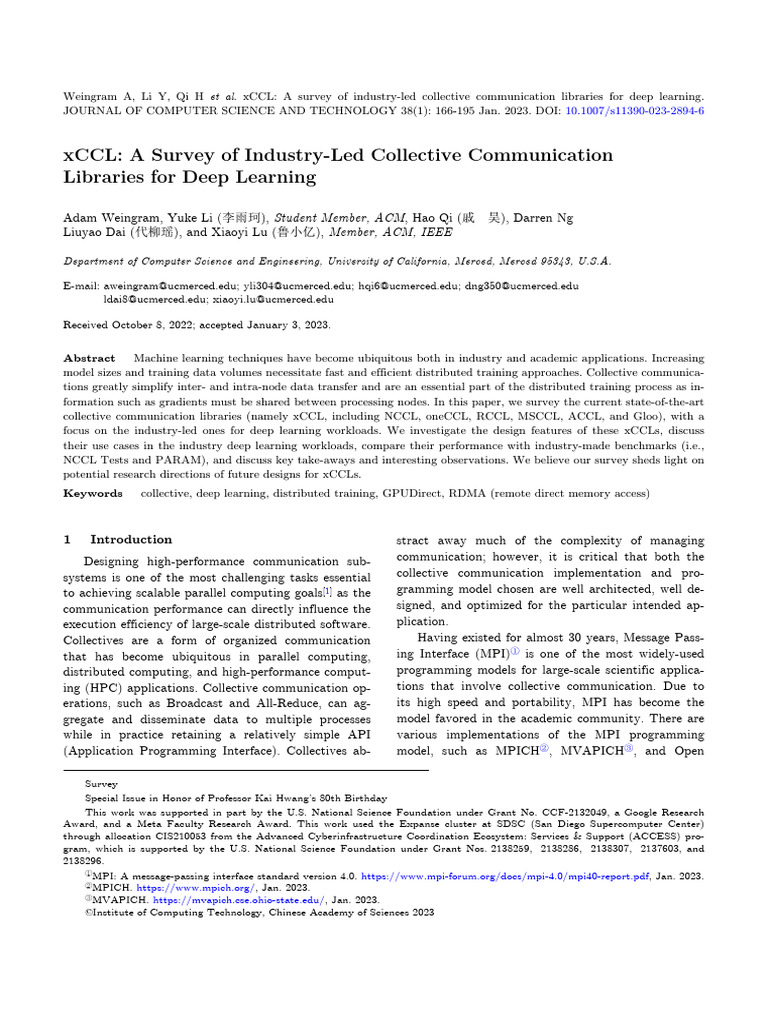 XCCL A Survey of Industry-Led Collective Communication | PDF