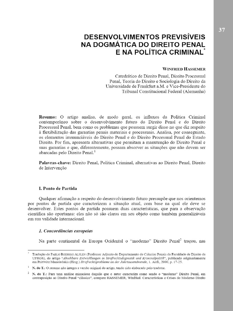 Artigo Hassemer - Direito Penal Simbólico | PDF