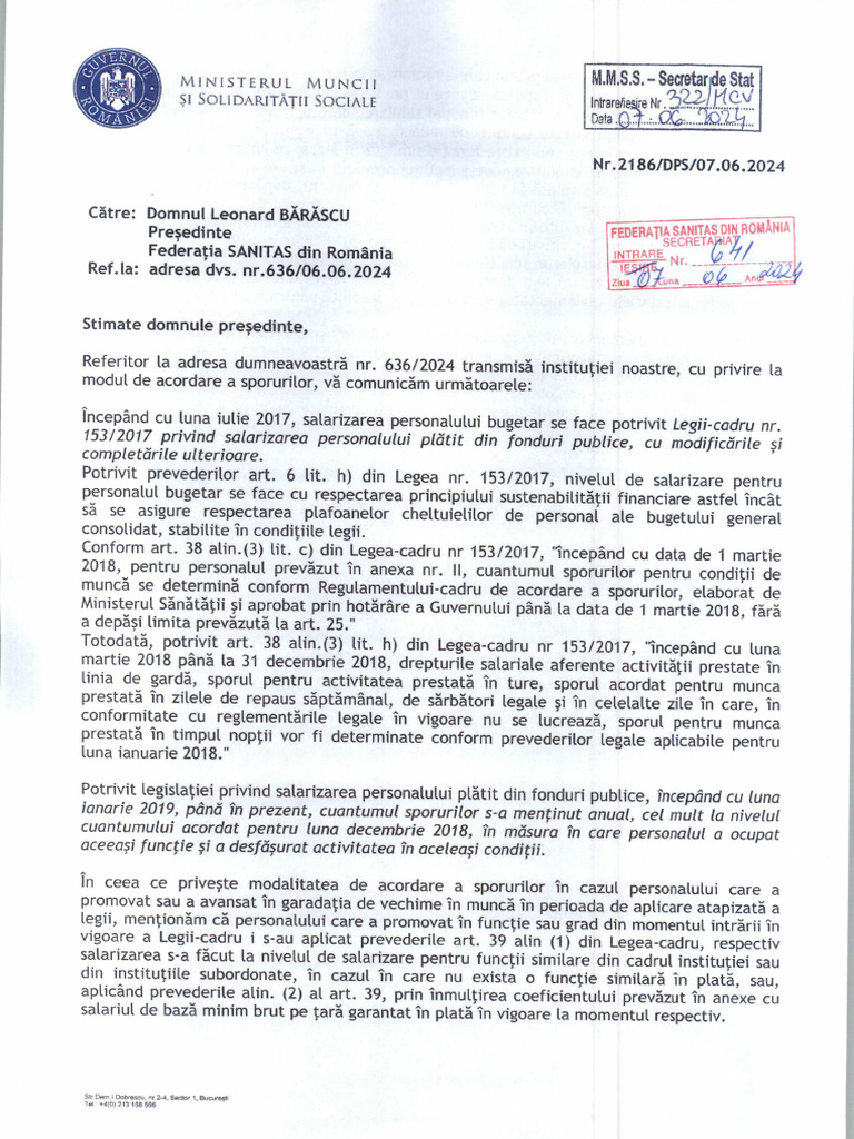 Raspuns MMSS Calcul Sporuri | PDF