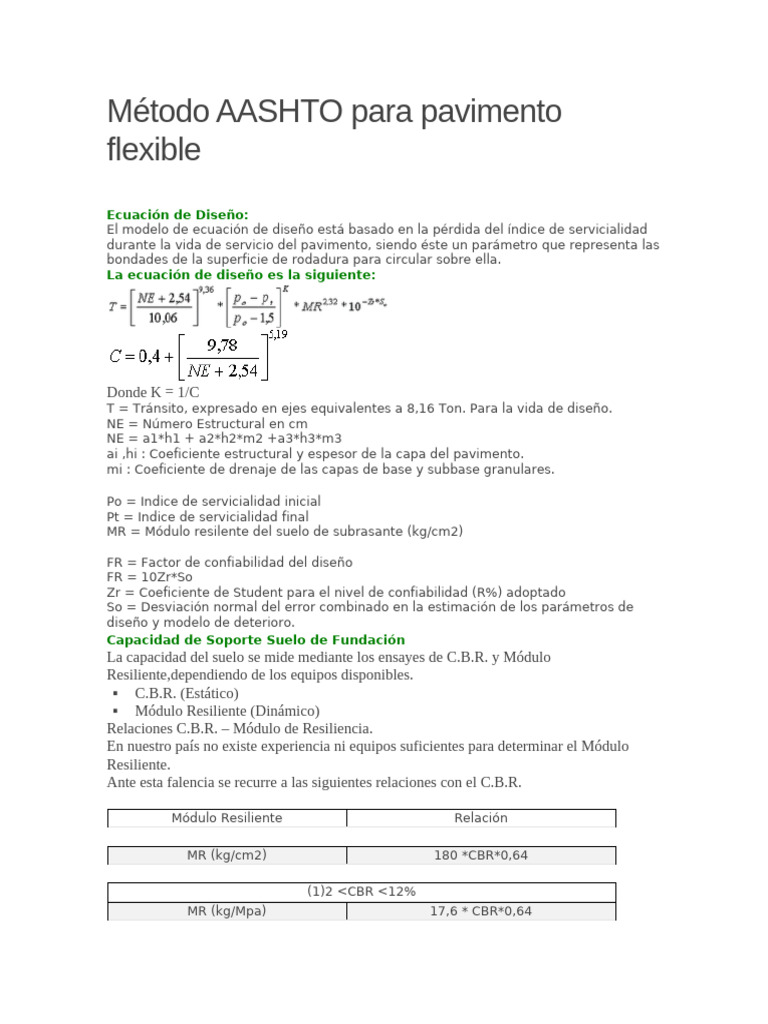 Método AASHTO para Pavimento Flexible | PDF