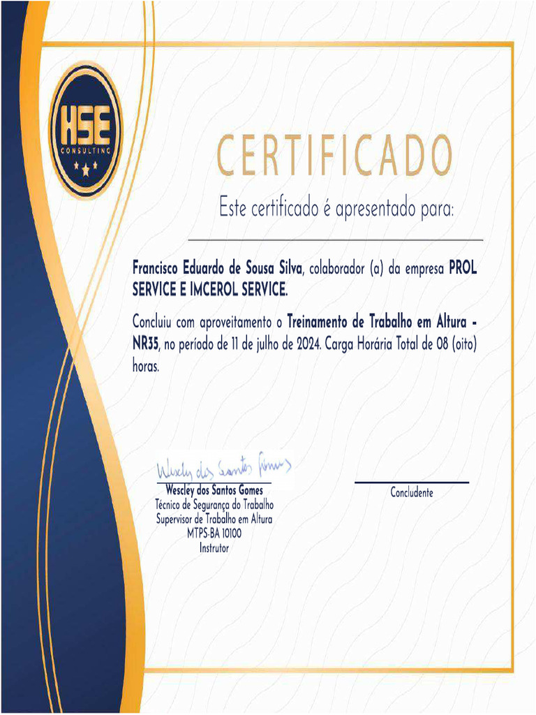 Certificado - NR35-2 | PDF