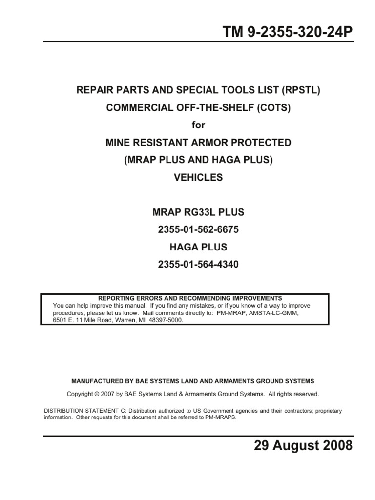 Repair Parts and Special Tools List (RPSTL) Commercial Off-The-Shelf ...