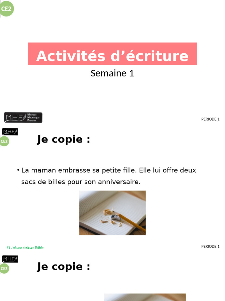 S1 P1 Ecriture CE2 | PDF
