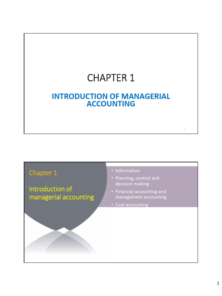 Chapter 1 - Ma1 - Introduction of Managerial Accounting | PDF ...