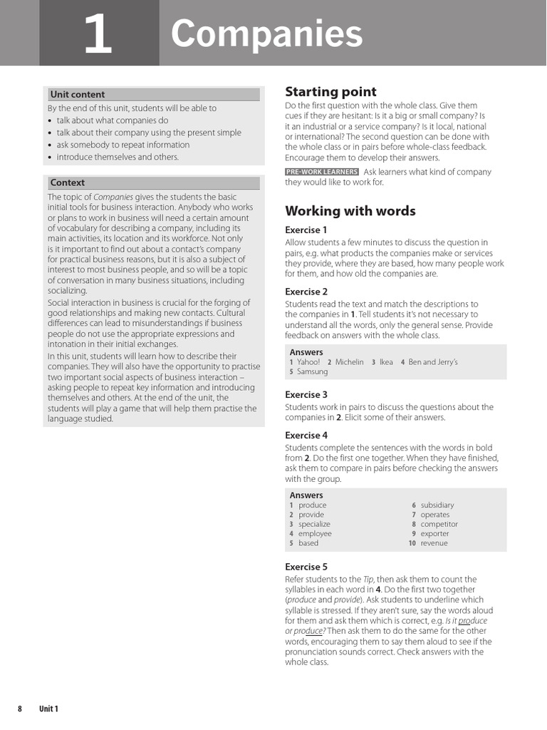 Business English TB Unit 1 | PDF