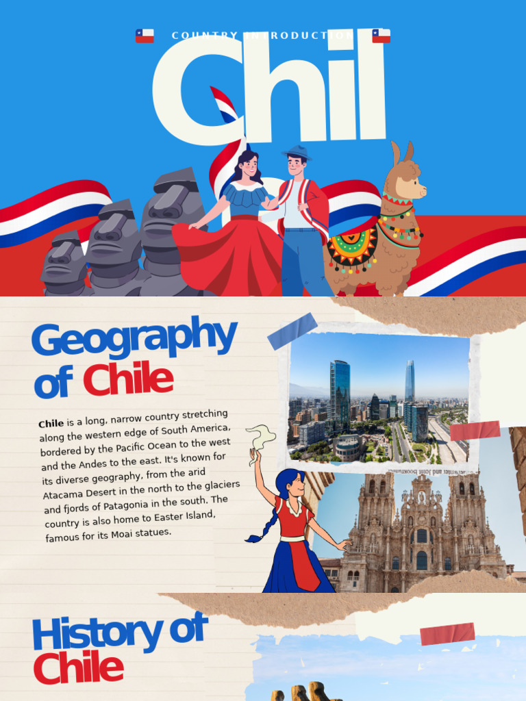 Chile Country Introduction Presentation in Blue and Red Informative ...