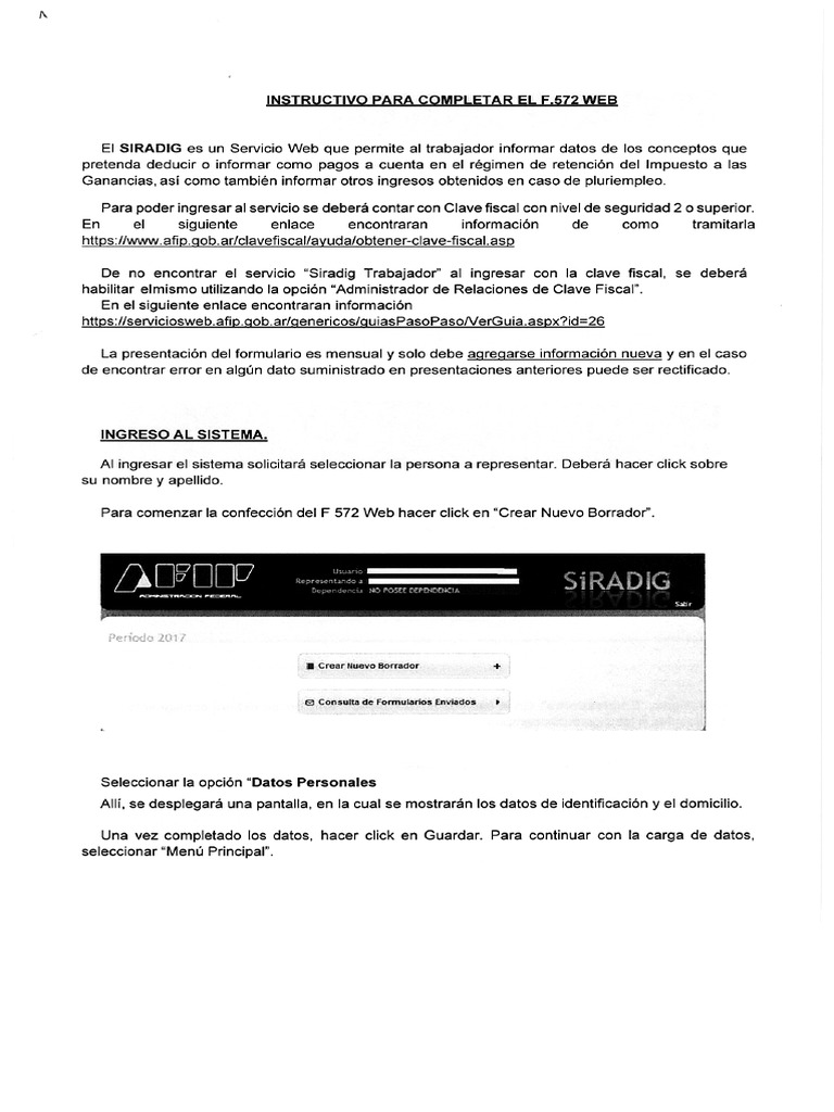 Instructivo para Completar El F.572 WEB | PDF