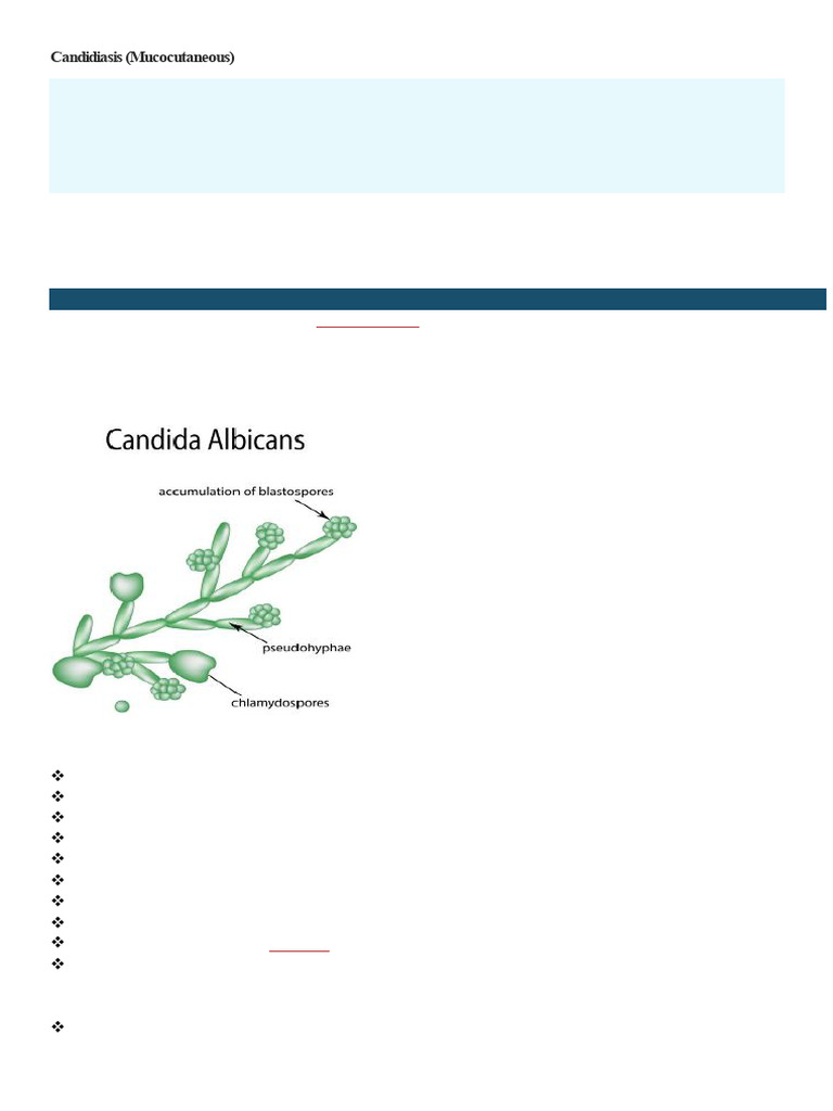 Cutaneous candidiasis | PDF
