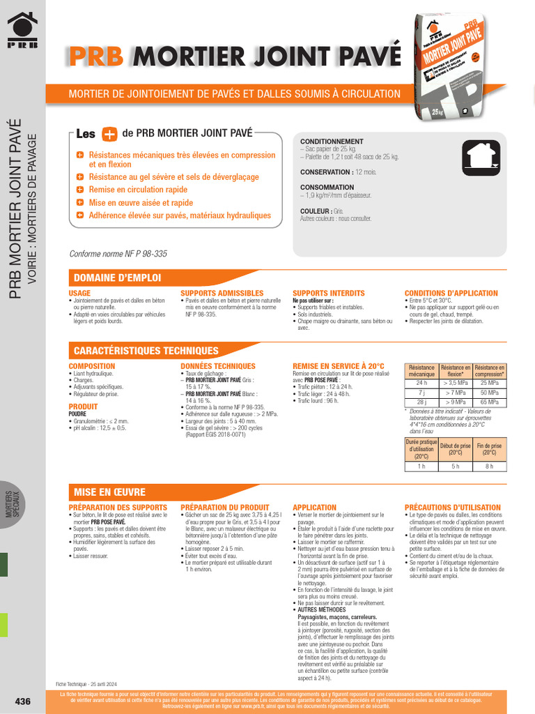 FT PRB Mortier Joint Pave FR | PDF