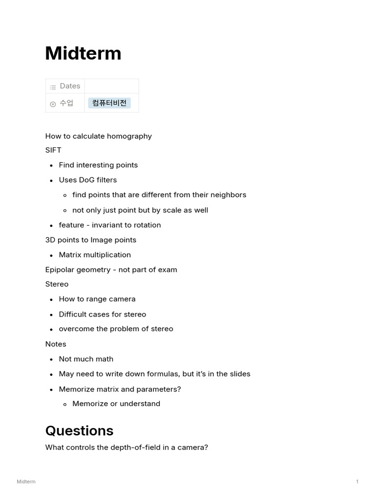 Computer Vision Notes | PDF
