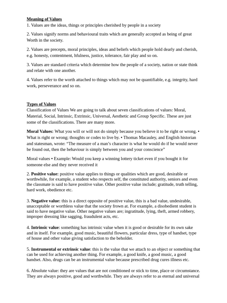 Meaning, Types and Importance of Values | PDF | Hiv/Aids | Infection Meaning, Types and Importance of Values | PDF | Hiv/Aids | Infection