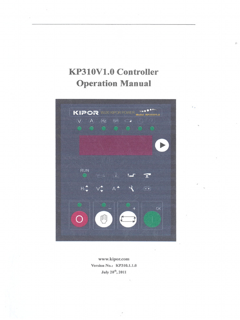 KIPOR Generator_Controller Operation Manual | PDF