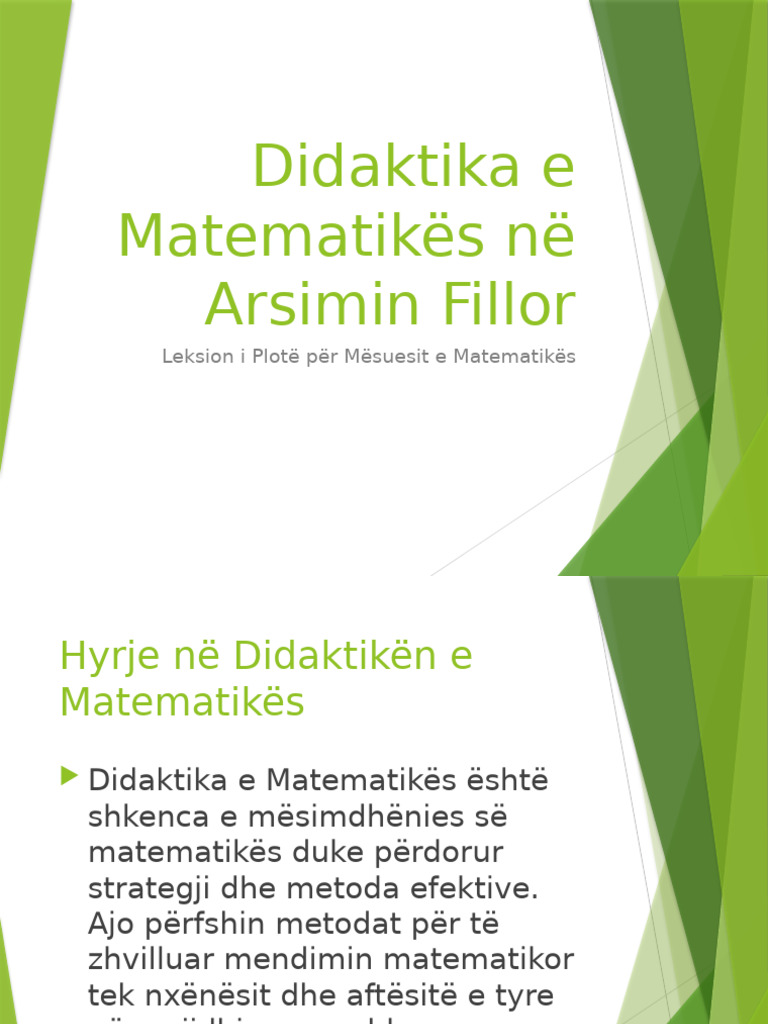 Leksion Didaktika e Matematikes Arsimi Fillor Plot | PDF