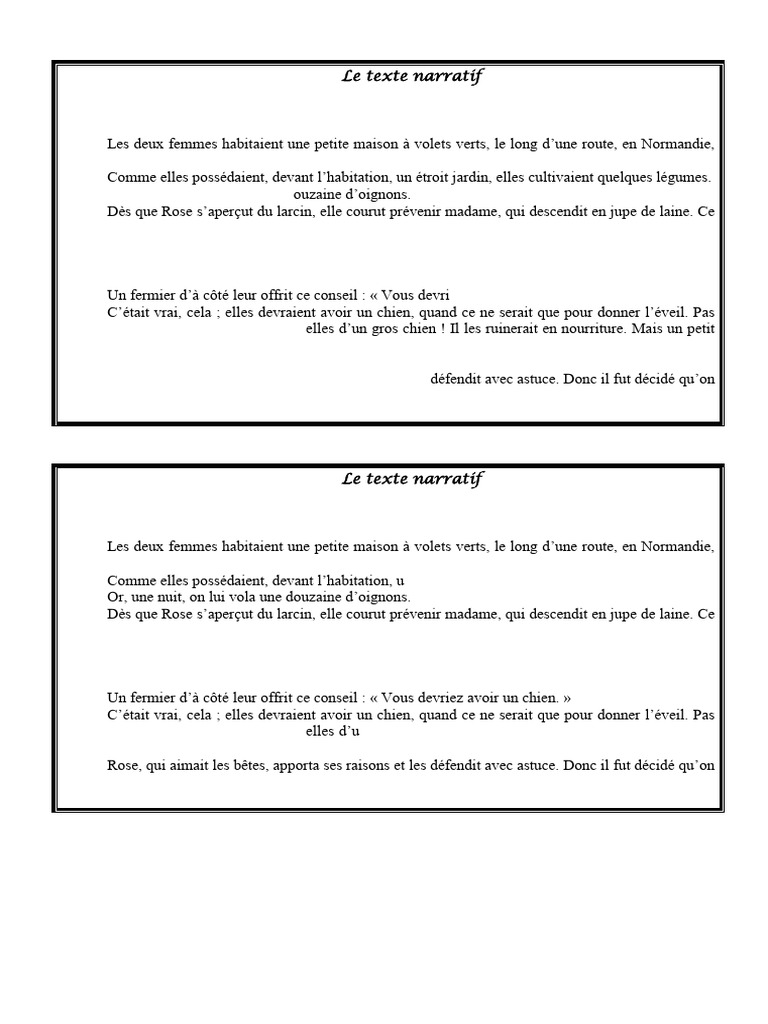 Le Texte Narratif | PDF