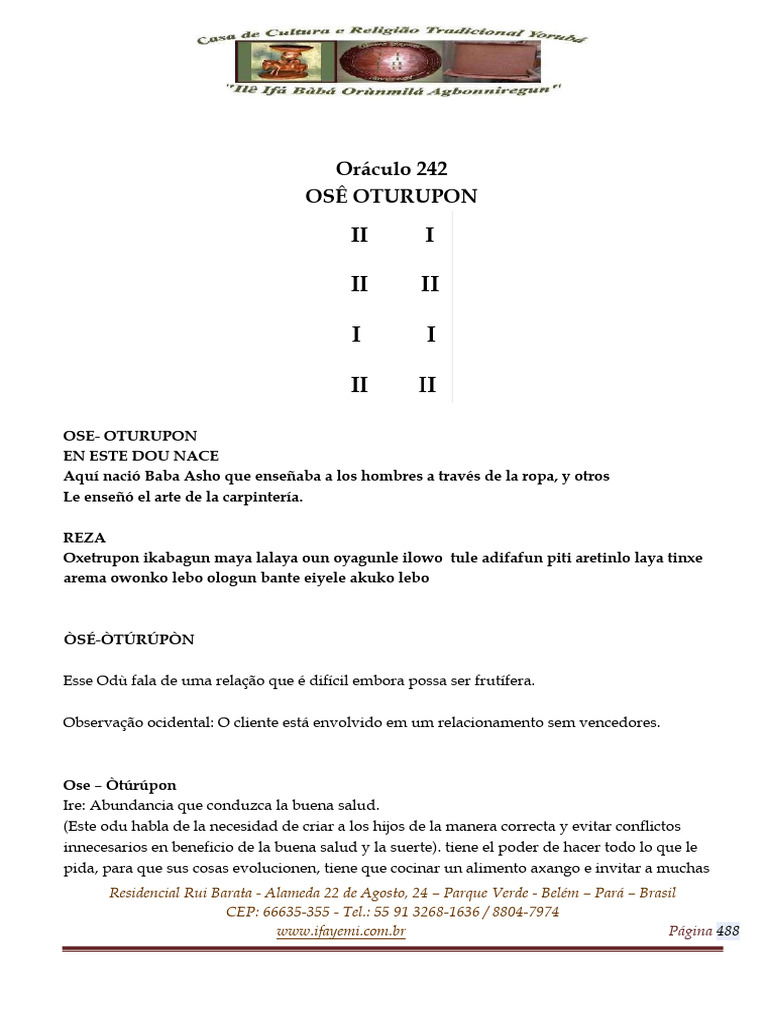 Oraculo Sagrado Ose Oturupon 1735-1742 | PDF