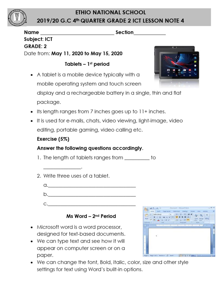 Grade 2 ICT - Lesson Note (4th Q Week 4) | PDF